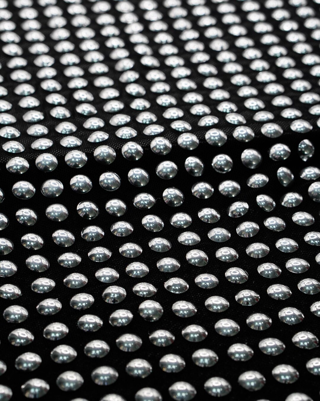 Silver Dome Stud Fabric on Black Stretch Power Mesh - Etsy