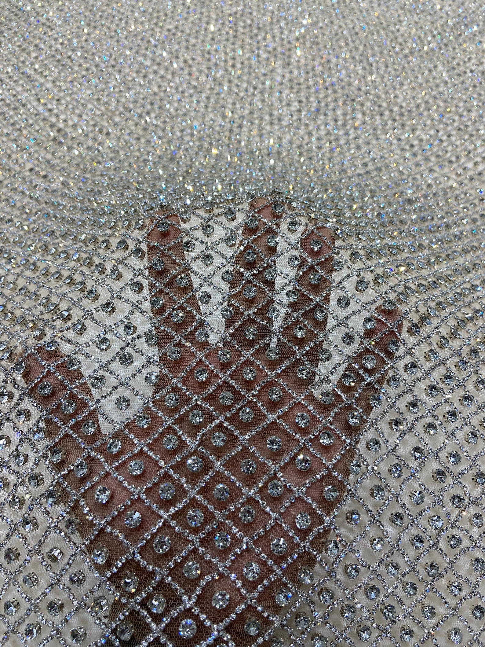 Hand-beaded Crystal Mesh Fabric by Yard - 100% Glass Stones ...