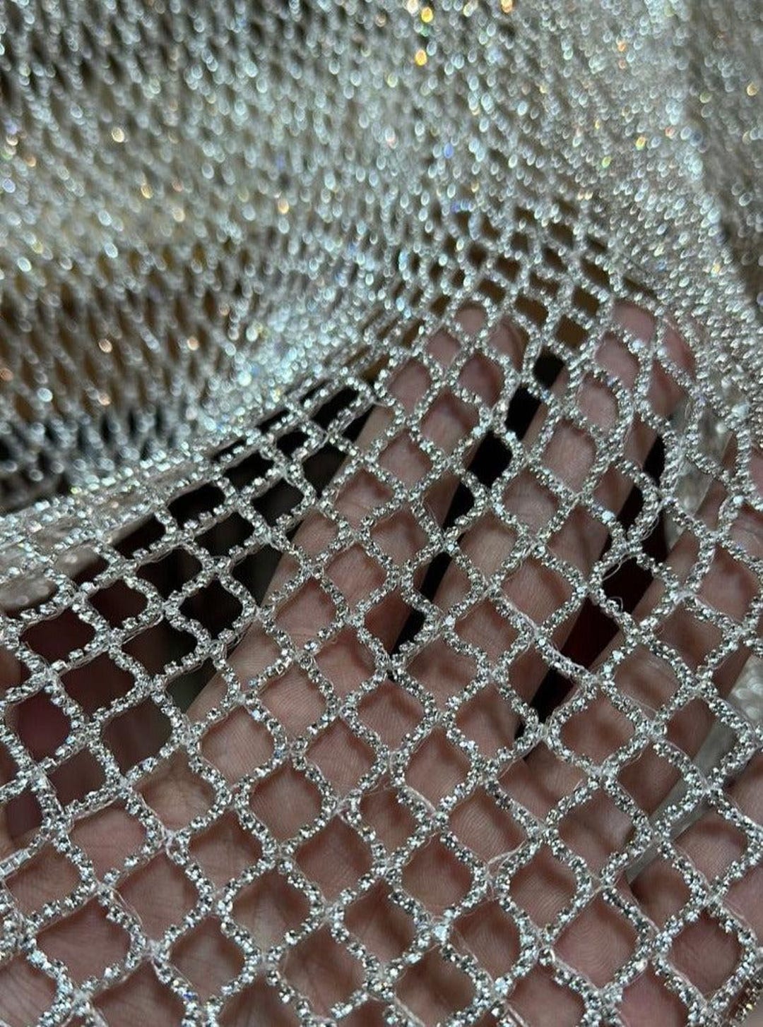 Hand-beaded Crystal Lattice Fabric: Couture Bridal Gown Embellishment ...