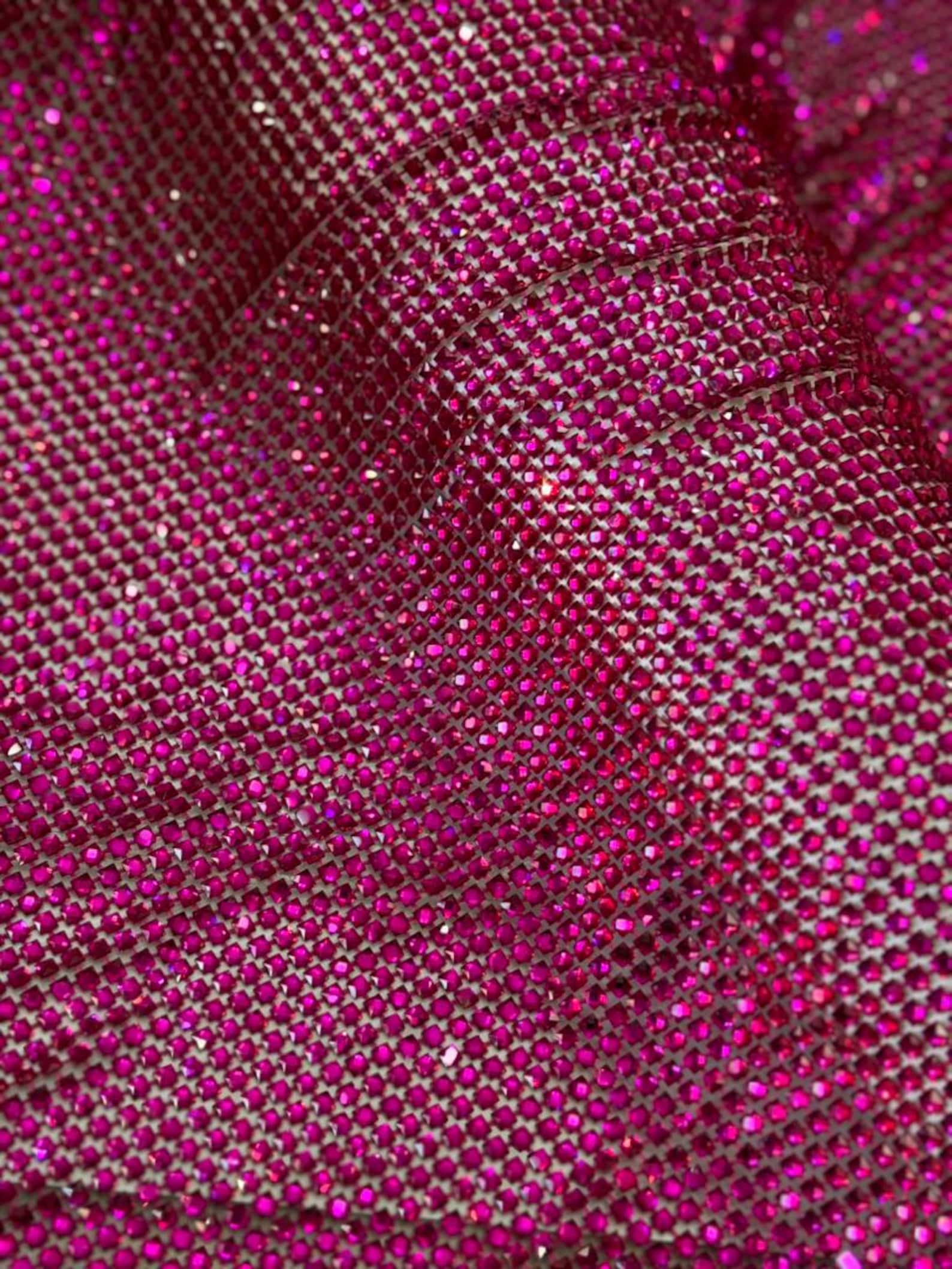 Luxury Fuchsia Fishnet Fabric With Rose Large Square Crystals ...