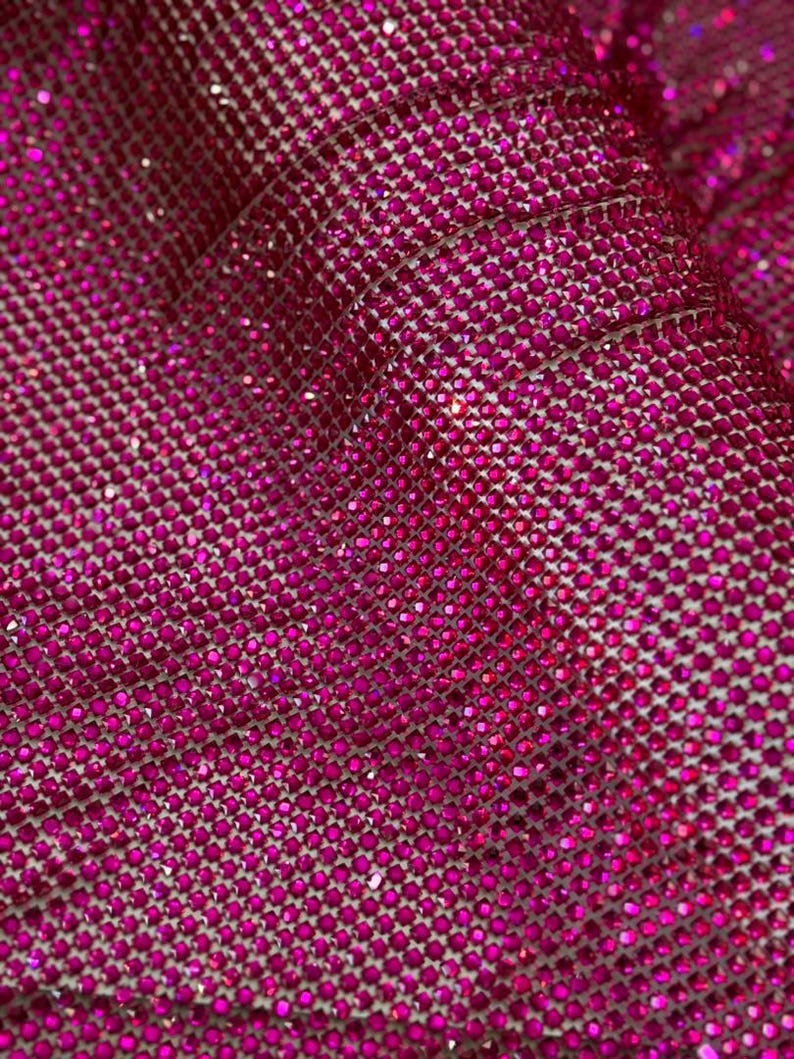 Fuchsia Crystal 6*6 Fishnet Fabric – Couture Luxury Eveningwear Fabric ...