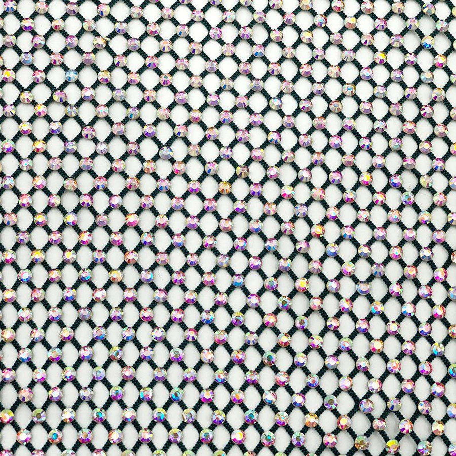 Crystal AB Rhinestone Fishnet Fabric: 4-way Stretch Couture Material - Etsy