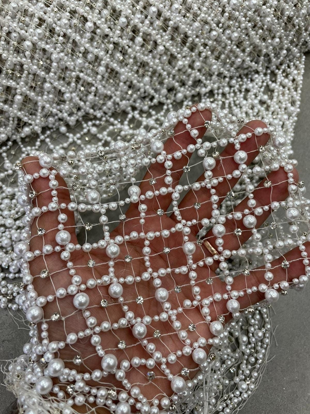 Pearl Sequin Hand-beaded Fabric, Luxurious Bridal and Couture Fabric ...