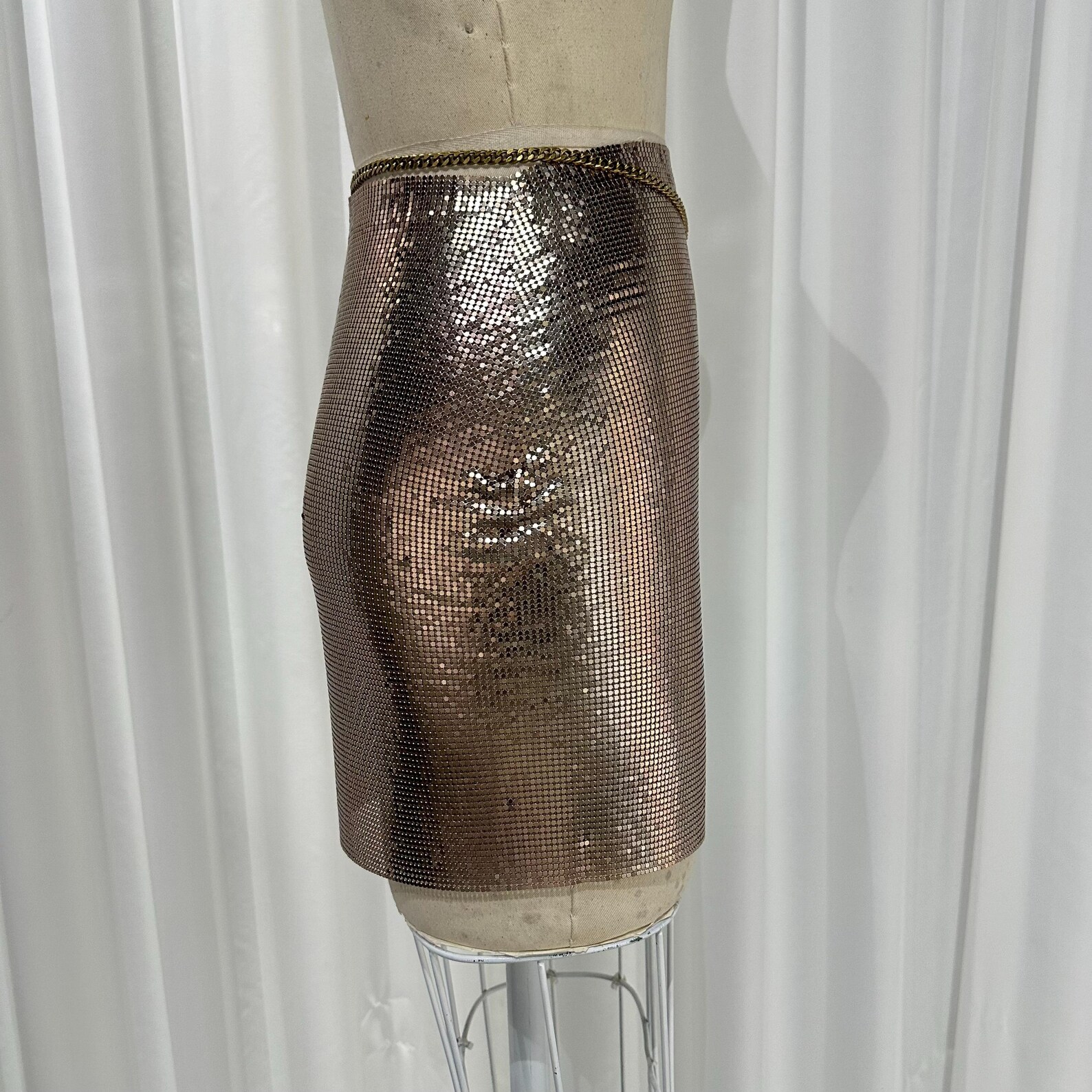 Bronze Metal Mesh Chainmail Mini Skirt | Stylish Chain Wrap Closure ...
