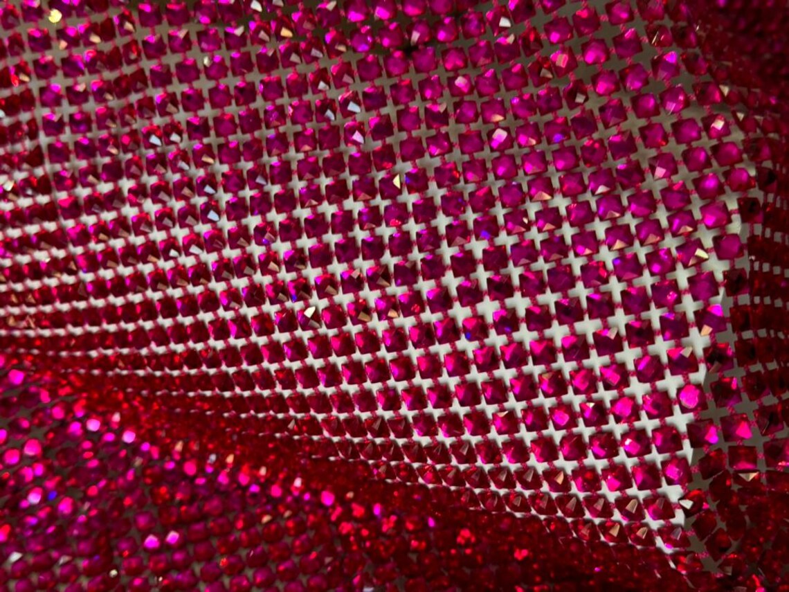 Fuchsia Crystal 6*6 Fishnet Fabric – Couture Luxury Eveningwear Fabric ...
