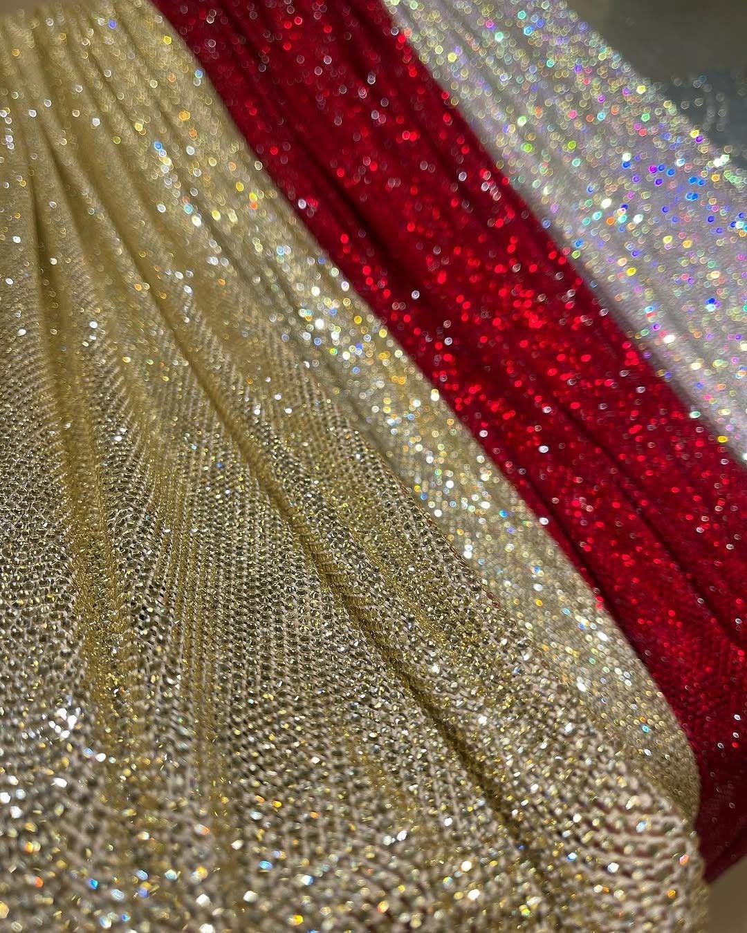 Stretch Fishnet Fabric With Round Hotfix Crystals – 4-way Stretch Mesh ...