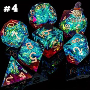 Colorful Magic Crystal DND Dice Set Gift Sharp Edge D&D Dice Chameleon ...