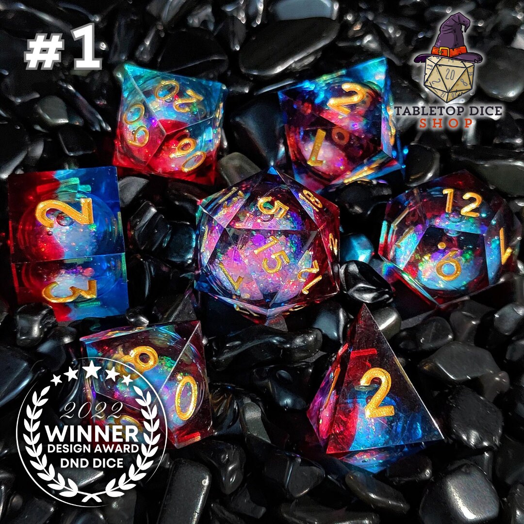 Liquid Core Colorful DND Dice Set Gift Sharp Edge Resin Dice D20 D12 D8 ...