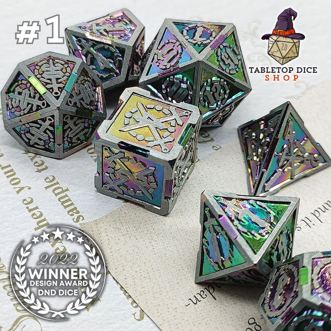 Sword Metal DND Dice Set Polyhedral Dice Set D20 Dice Set D20 D12 D8 D6 ...