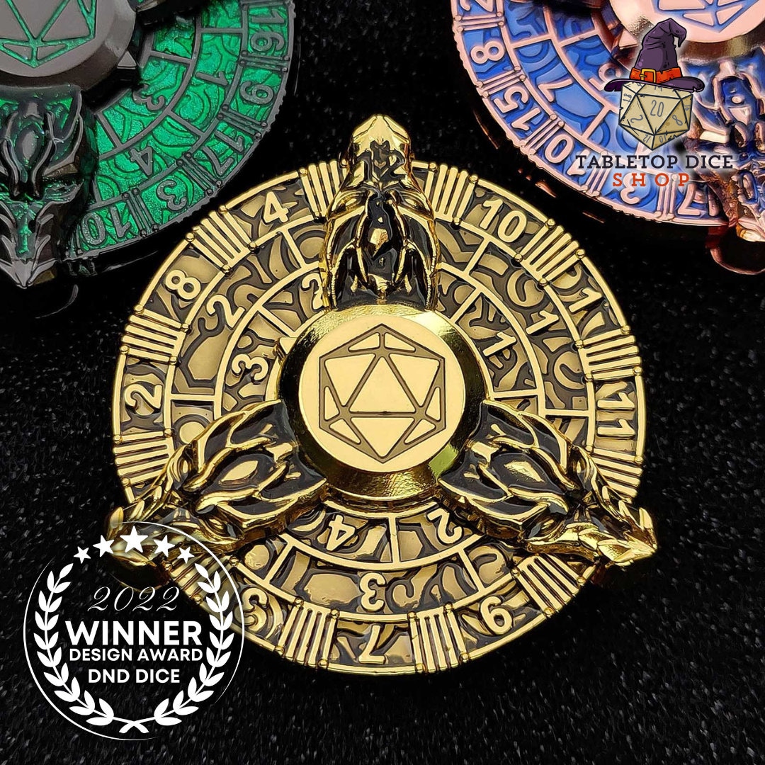 Gold DND Dice Spinner Metal DND Spinner Gift Metallic Golden Spinner ...