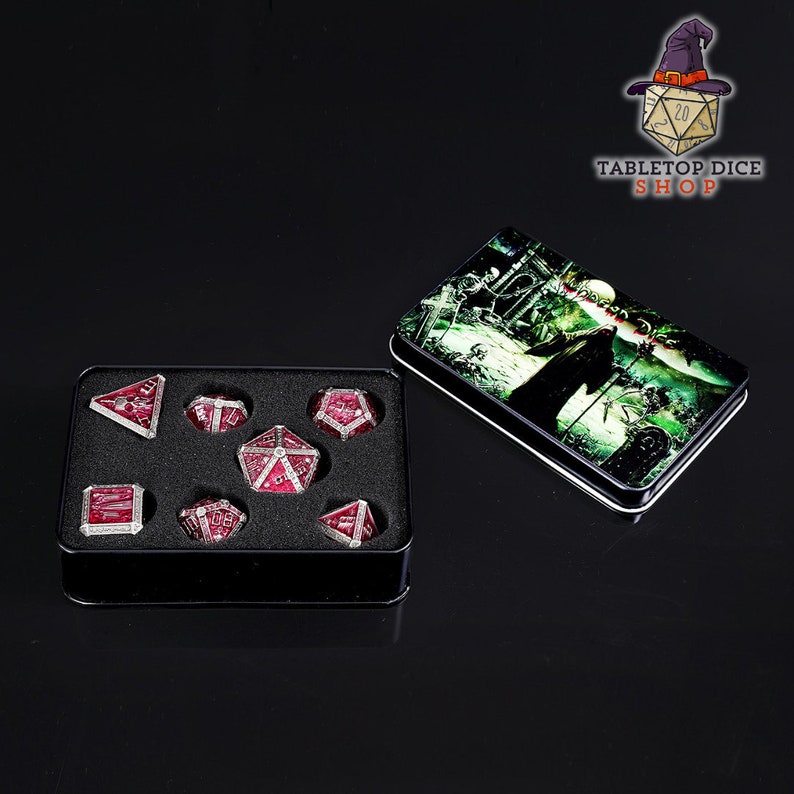 Metal DND Dice Set Wizard Metallic Dice Gift Green Gold D&D Dices RPG ...