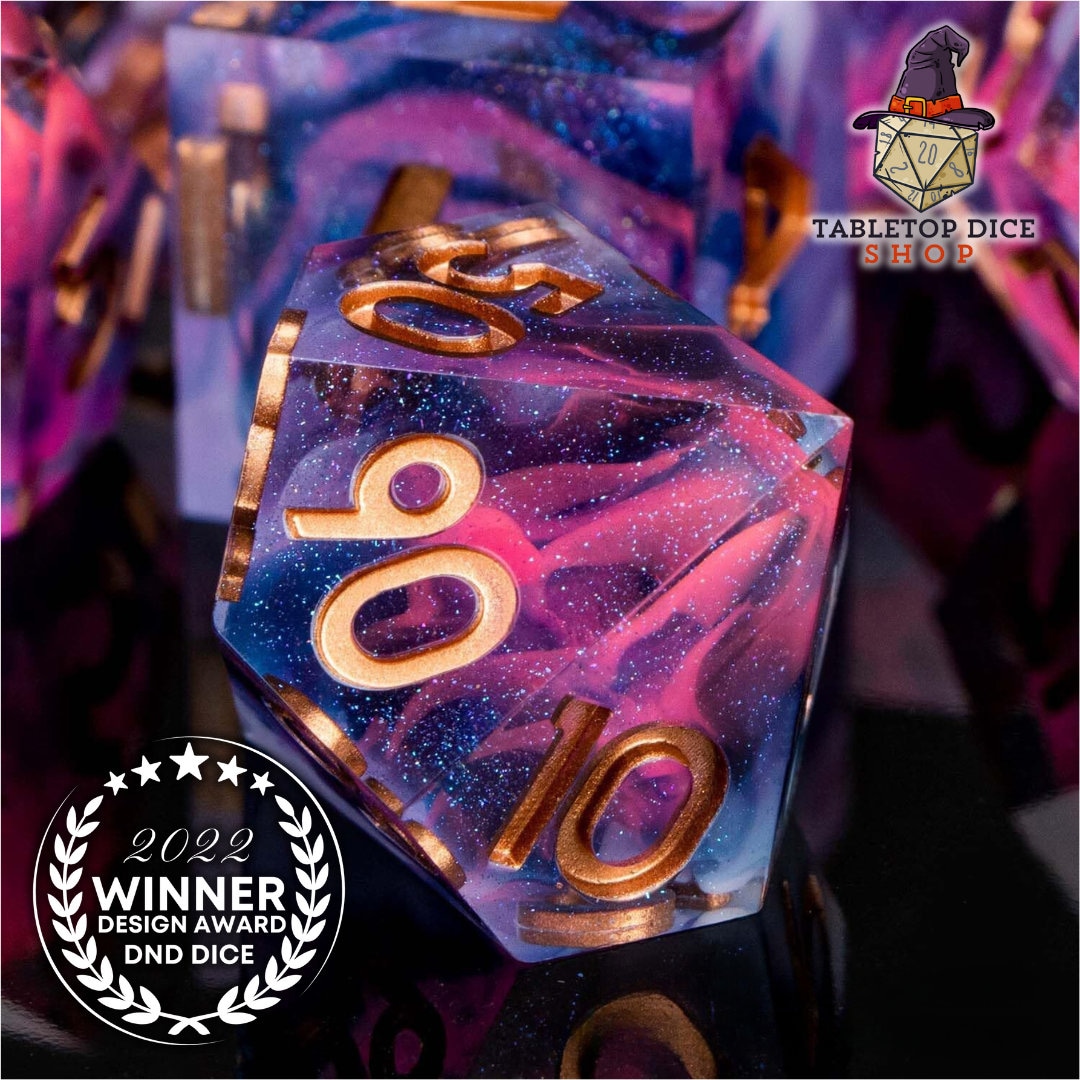 Crystal Sharp Edge DND Resin Dice Set Gift D&D Role Playing Dice D20 D12 D8 D6 Multi Color ...