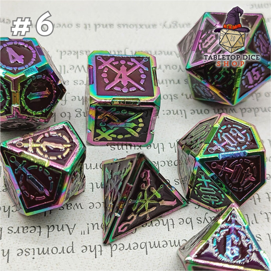 Sword Metal DND Dice Set Polyhedral Dice Set D20 Dice Set D20 D12 D8 D6 ...