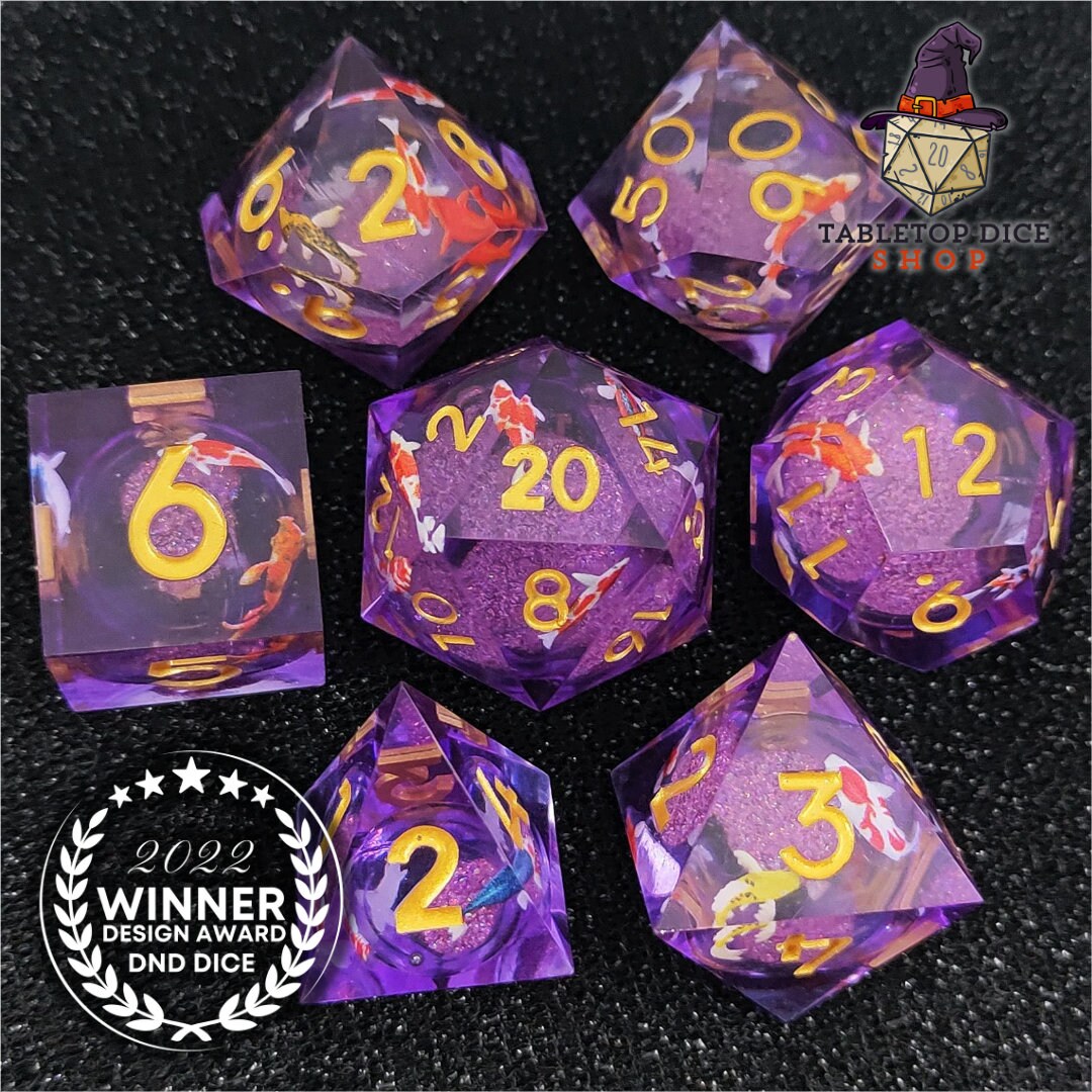 Japanese Fish Koi DND Sharp Edge Resin Dice D20 D12 D8 D6 ...