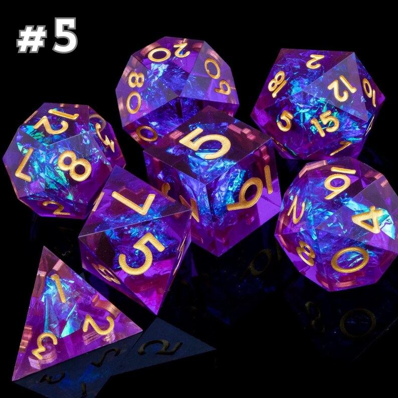 Colorful Magic Crystal DND Dice Set Gift Sharp Edge D&D Dice Chameleon ...