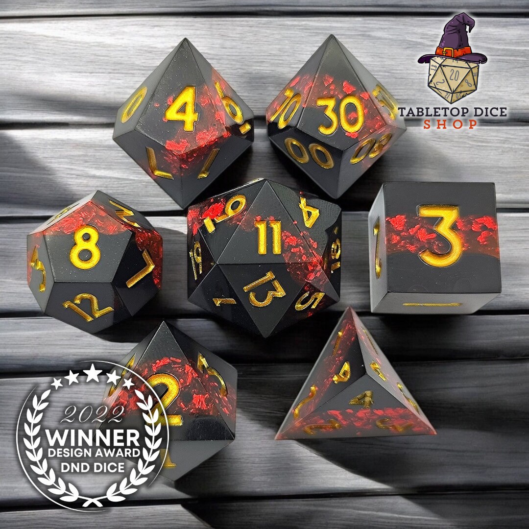 Red Marble DND Dice Set Black & Red Demon's Blood DND Dice Gift Role ...