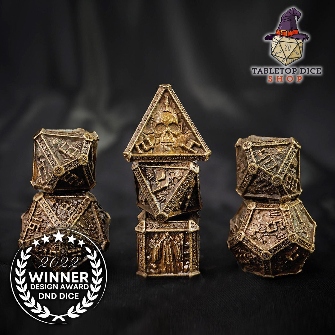 Metal DND Dice Set DND Dice Gift RPG Gift D20 D12 D10 D8 D6 D4 Golden D ...