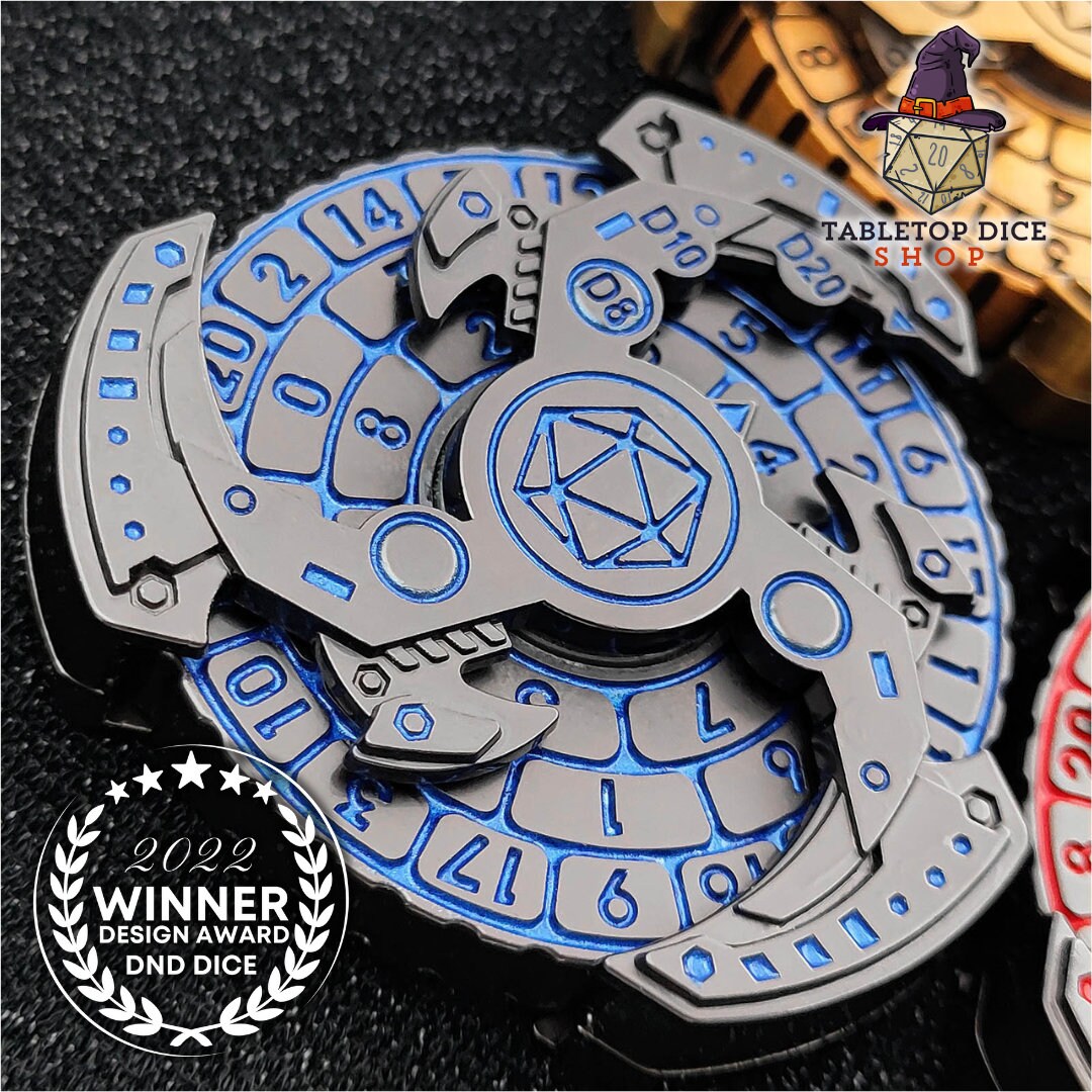 Blue DND Dice Spinner Gift Black and Blue Metal Spinner DND Dices Solid ...