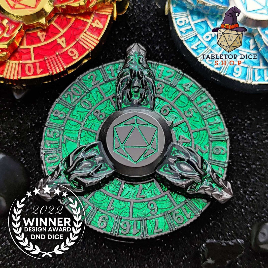Green DND Dice Spinner Set Metal DND Dice Spinner Gift Metallic Green ...