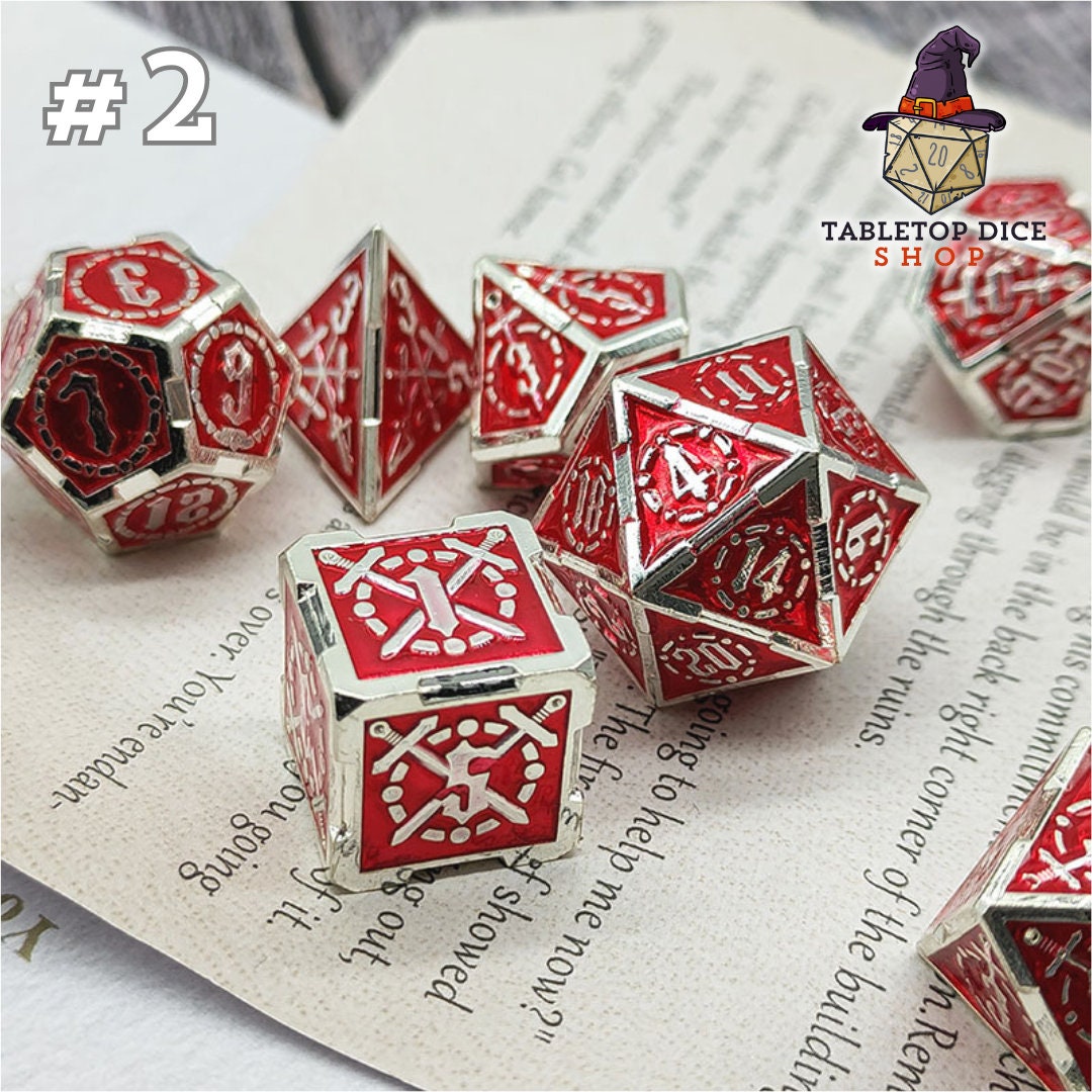 Sword Metal DND Dice Set Polyhedral Dice Set D20 Dice Set D20 D12 D8 D6 ...