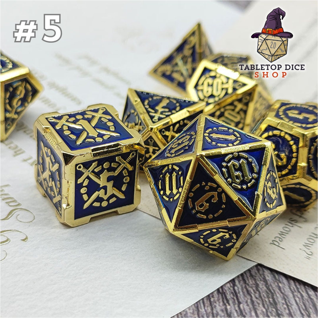 Sword Metal DND Dice Set Polyhedral Dice Set D20 Dice Set D20 D12 D8 D6 ...