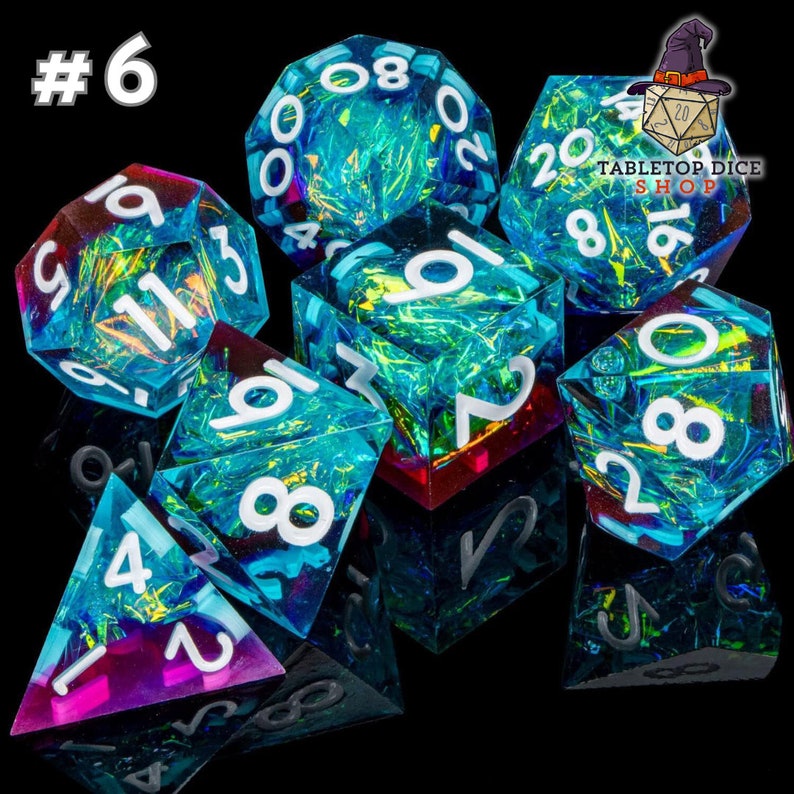Colorful Magic Crystal DND Dice Set Gift Sharp Edge D&D Dice Chameleon ...