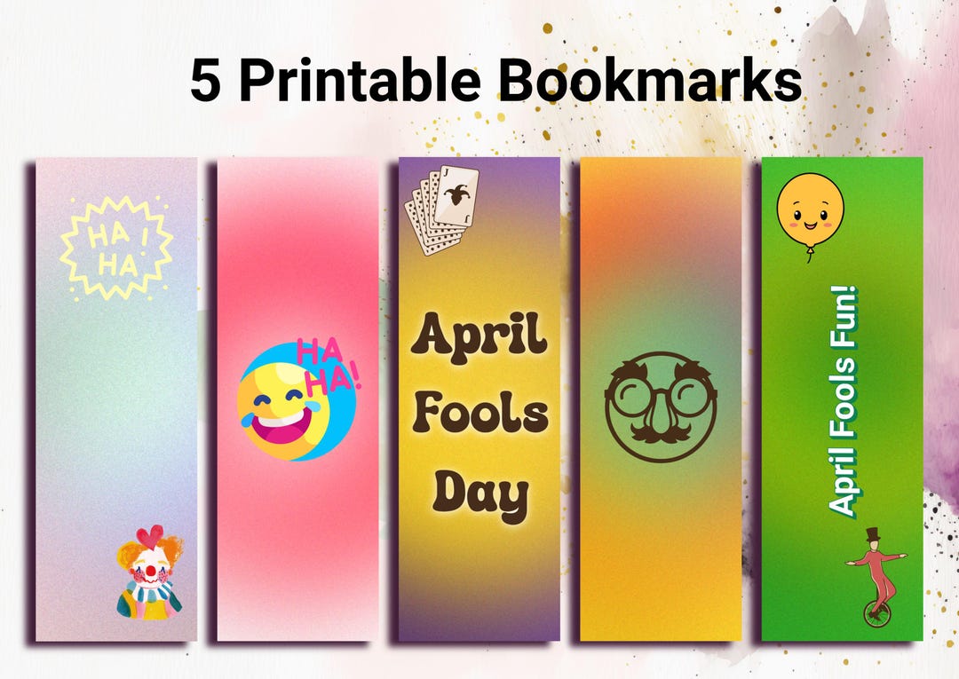 April Fool's Bookmark Set | Printable Digital Bookmarks for Reading ...
