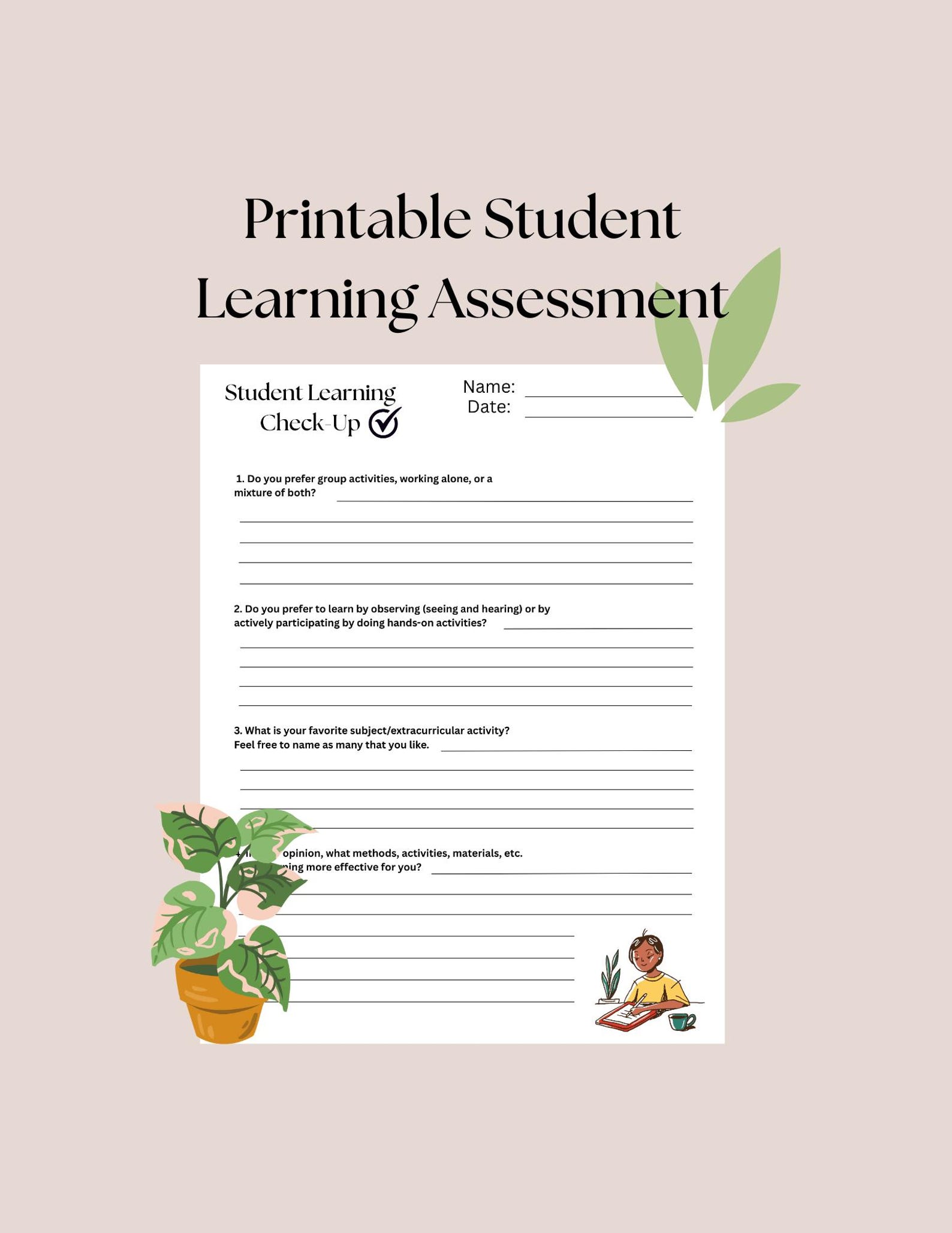 Printable Student Learning Style Worksheet | for Classroom & Homeschool ...