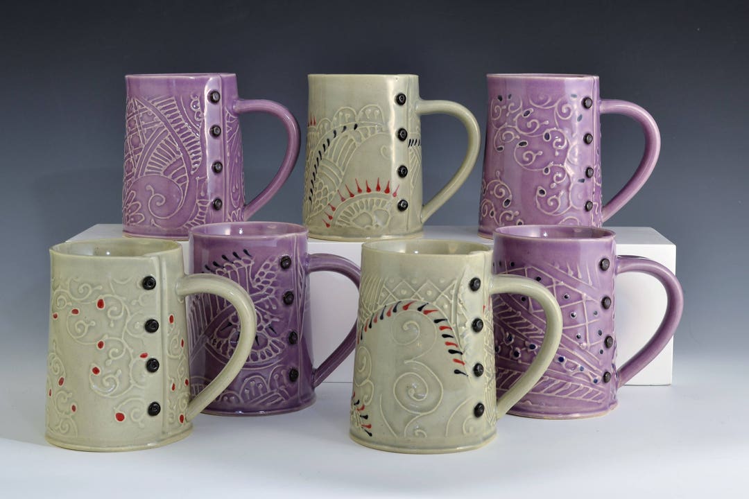 Big Coffee Mug Paisley Pattern, Tea Cup, Tea Mug, Buttons MADE TO ORDER ...