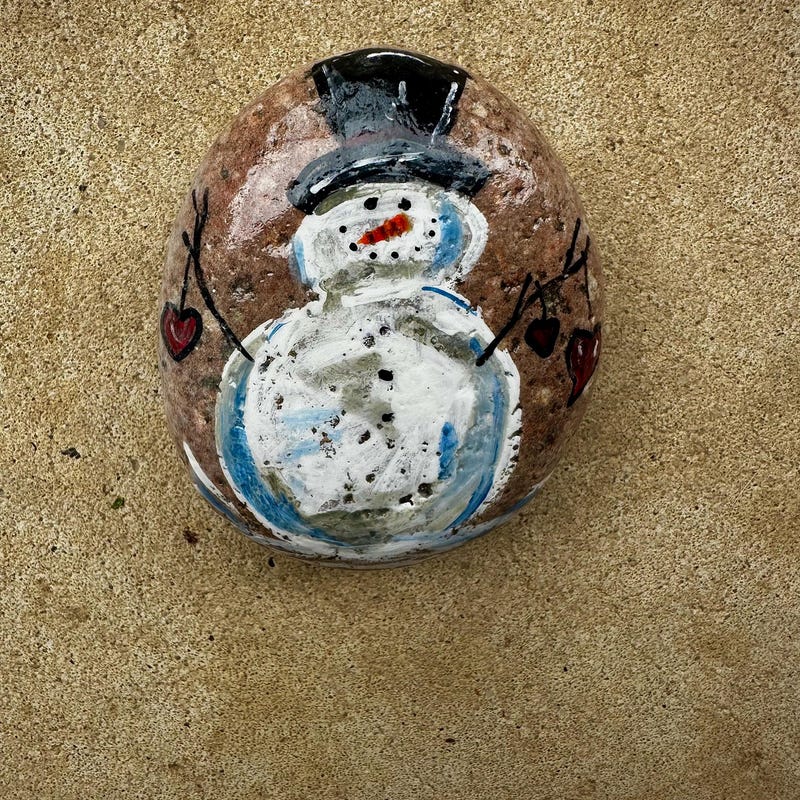 Painted Snowman Rocks - Etsy