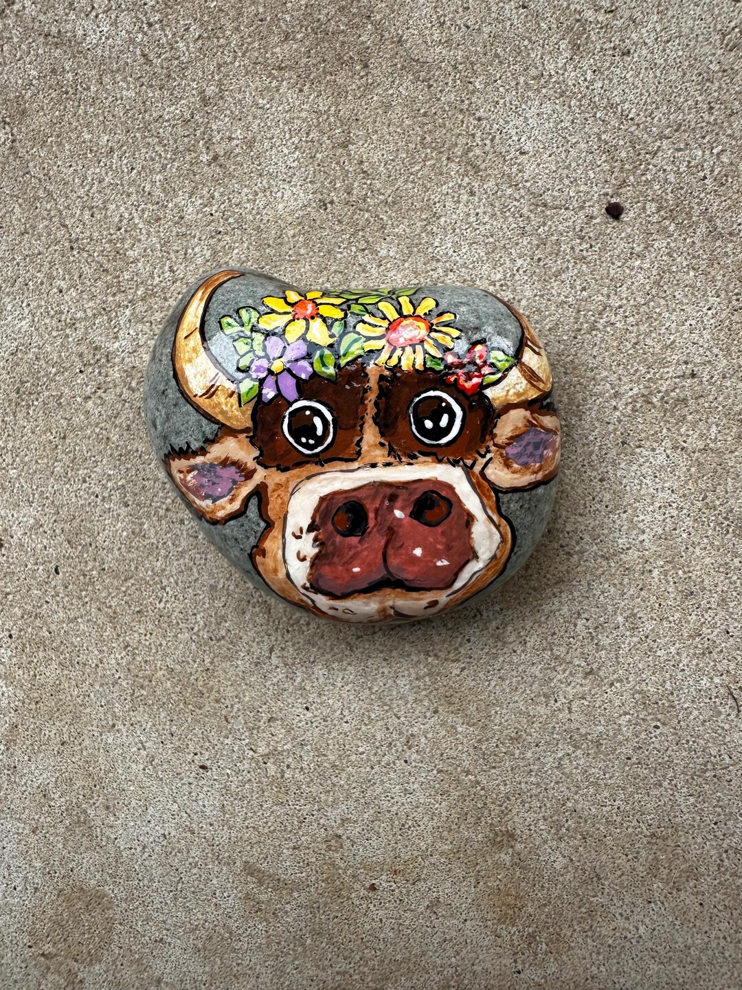 Hand Painted Cow Rock - Etsy