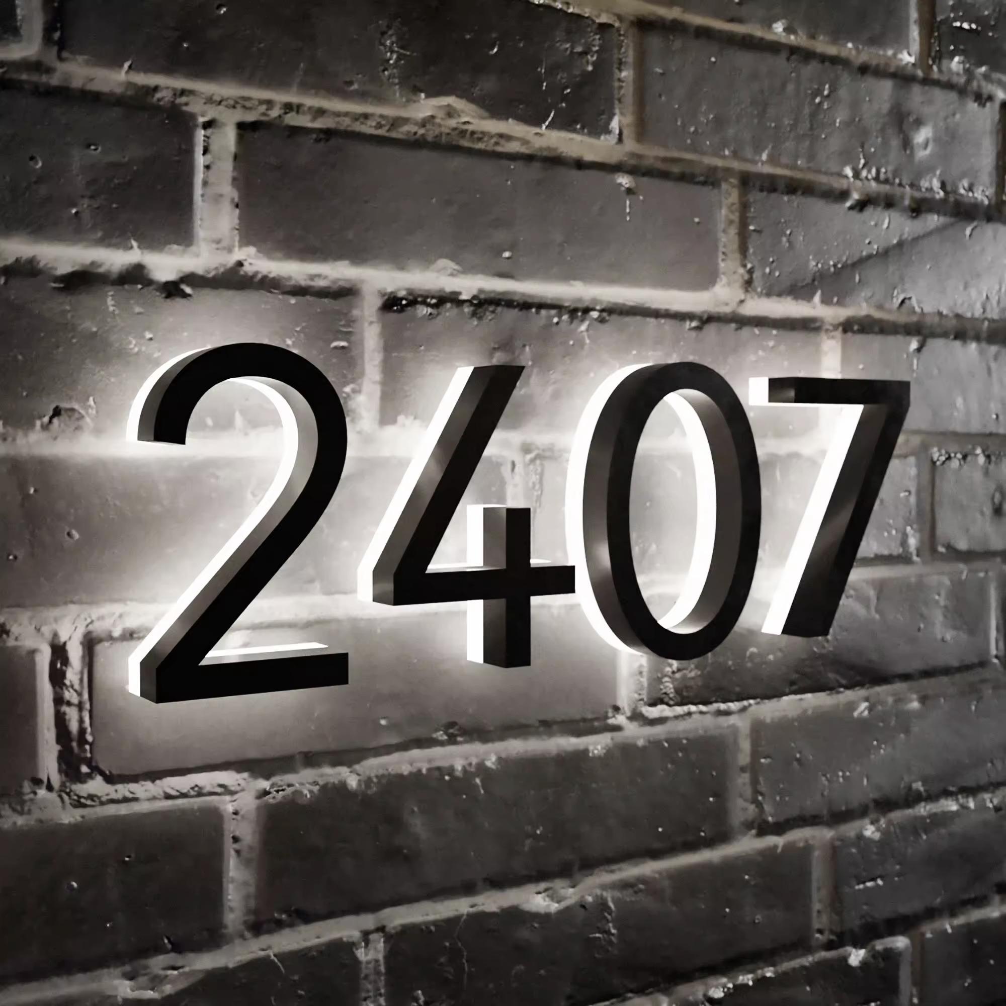 3D LED House Numbers: Backlit Metal Address Sign - Etsy