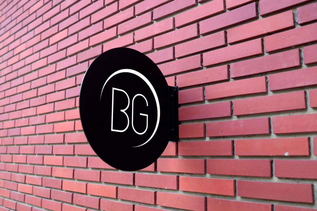 Custom Stainless Steel Storefront Sign: Round, Double Sided - Etsy