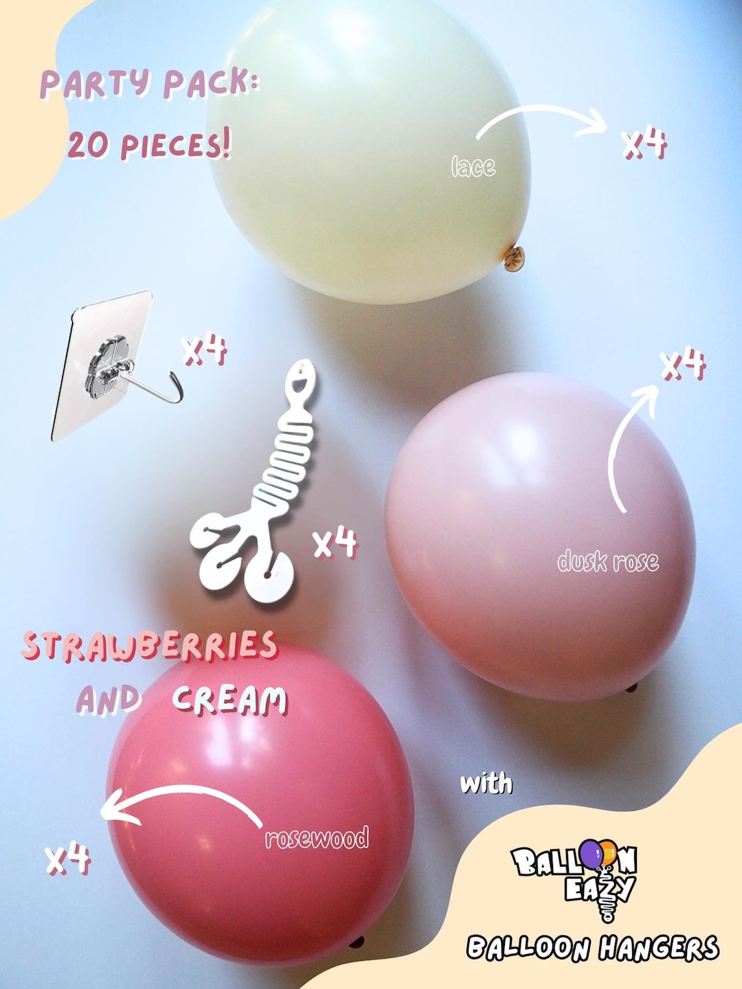 Reusable Balloon Hangers + 12 Rose Balloons - Balloon Decorator ...