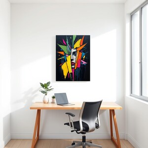 Bold Abstract Face With Vibrant Geometric Colors Modern Art Print for ...