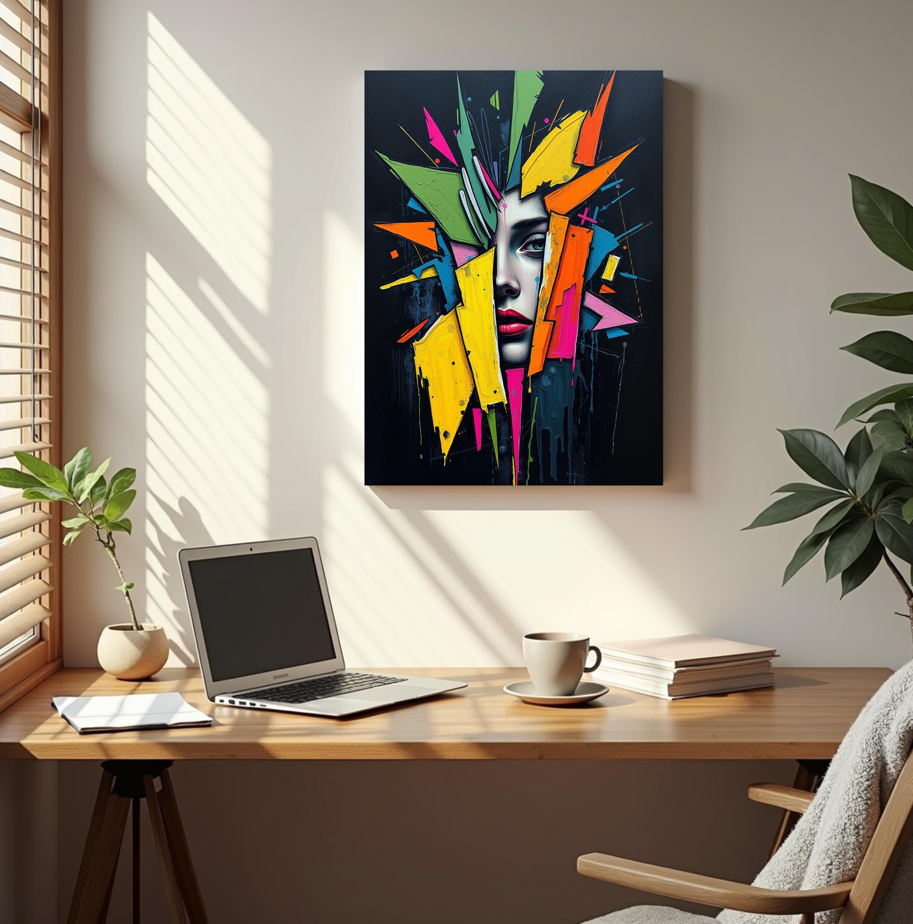Bold Abstract Face With Vibrant Geometric Colors Modern Art Print for ...