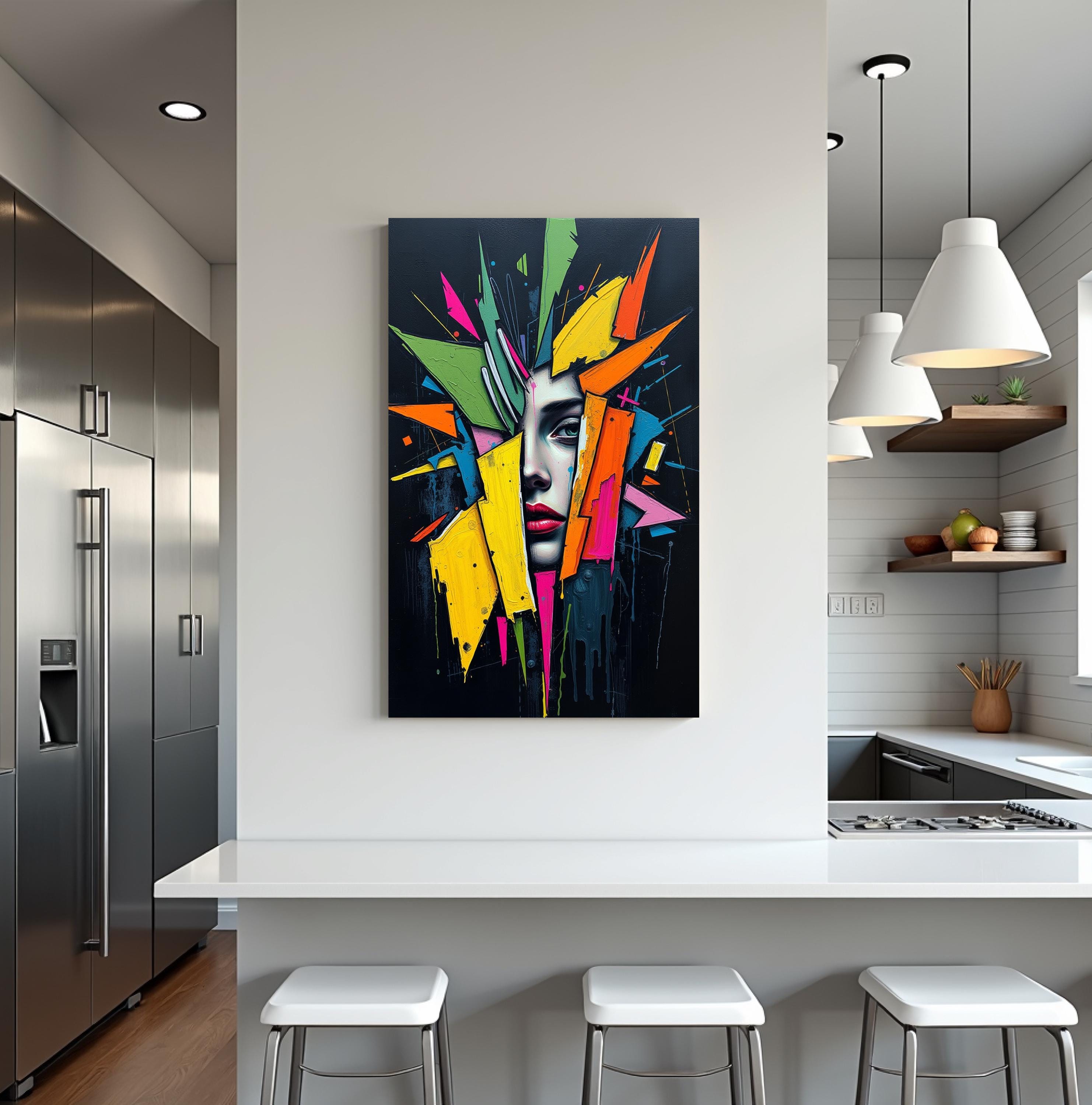 Bold Abstract Face With Vibrant Geometric Colors Modern Art Print for ...