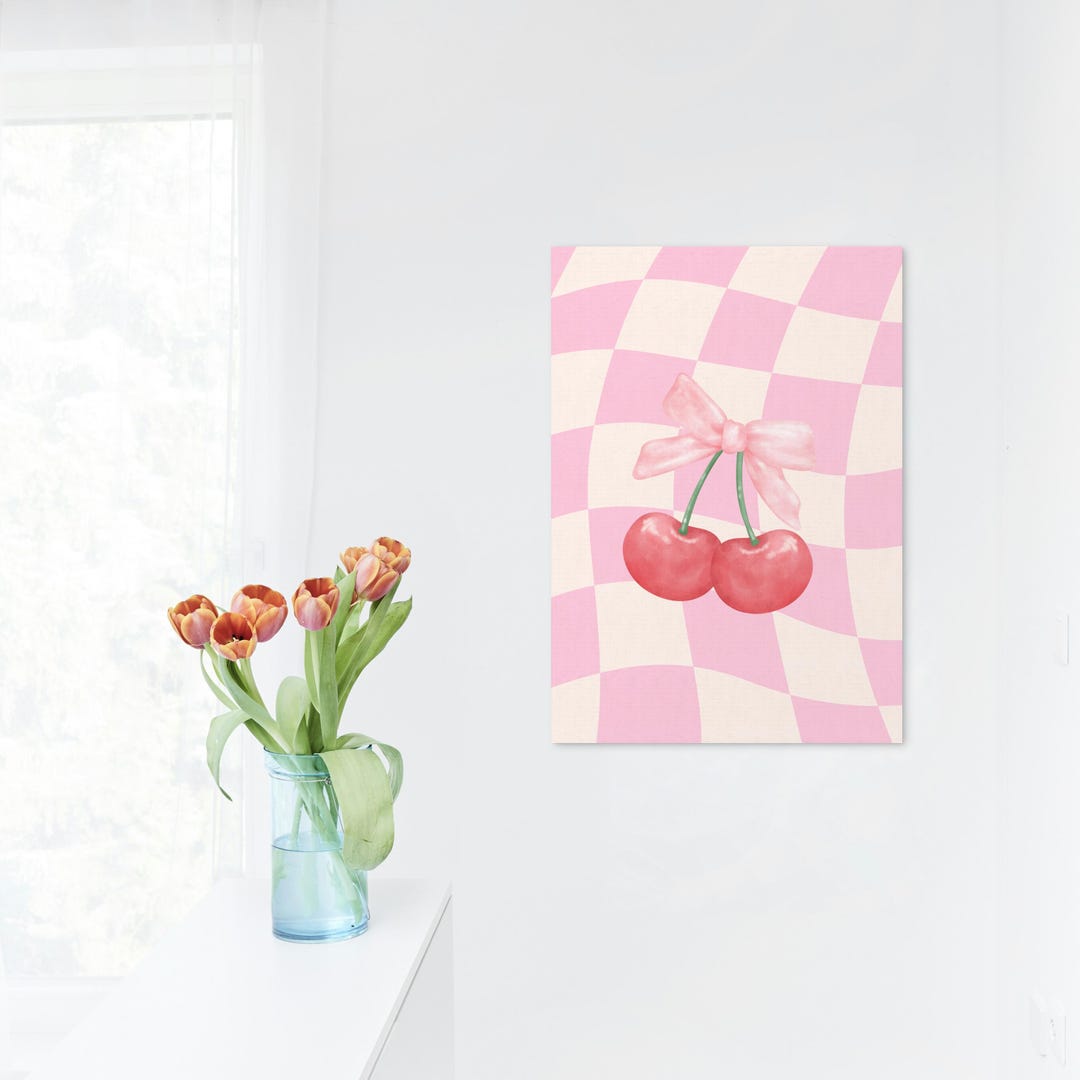 Checkered Cherry Digital Art Print, Checkered Cherries, Cherry Art ...