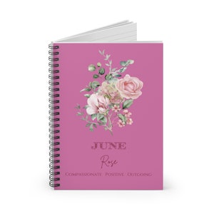 June Birth Flower Notebook, Rose Design, Floral Journal, Botanical ...