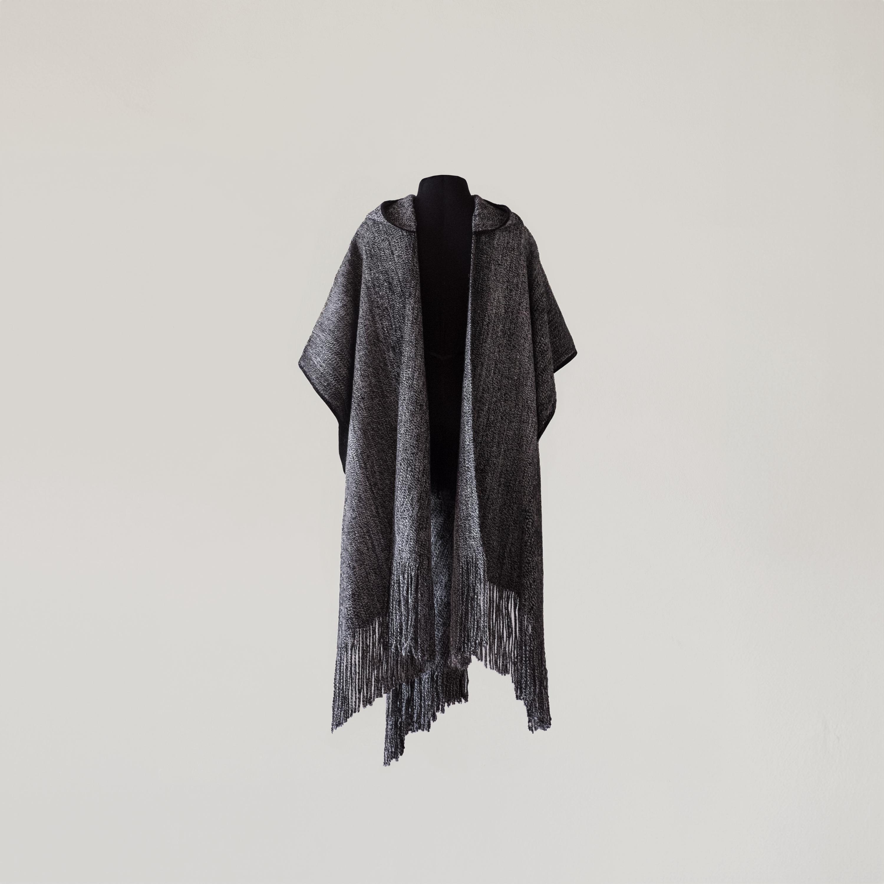 Rare Grey and Black Baby Alpaca Poncho, Handwoven 100% Baby Alpaca ...