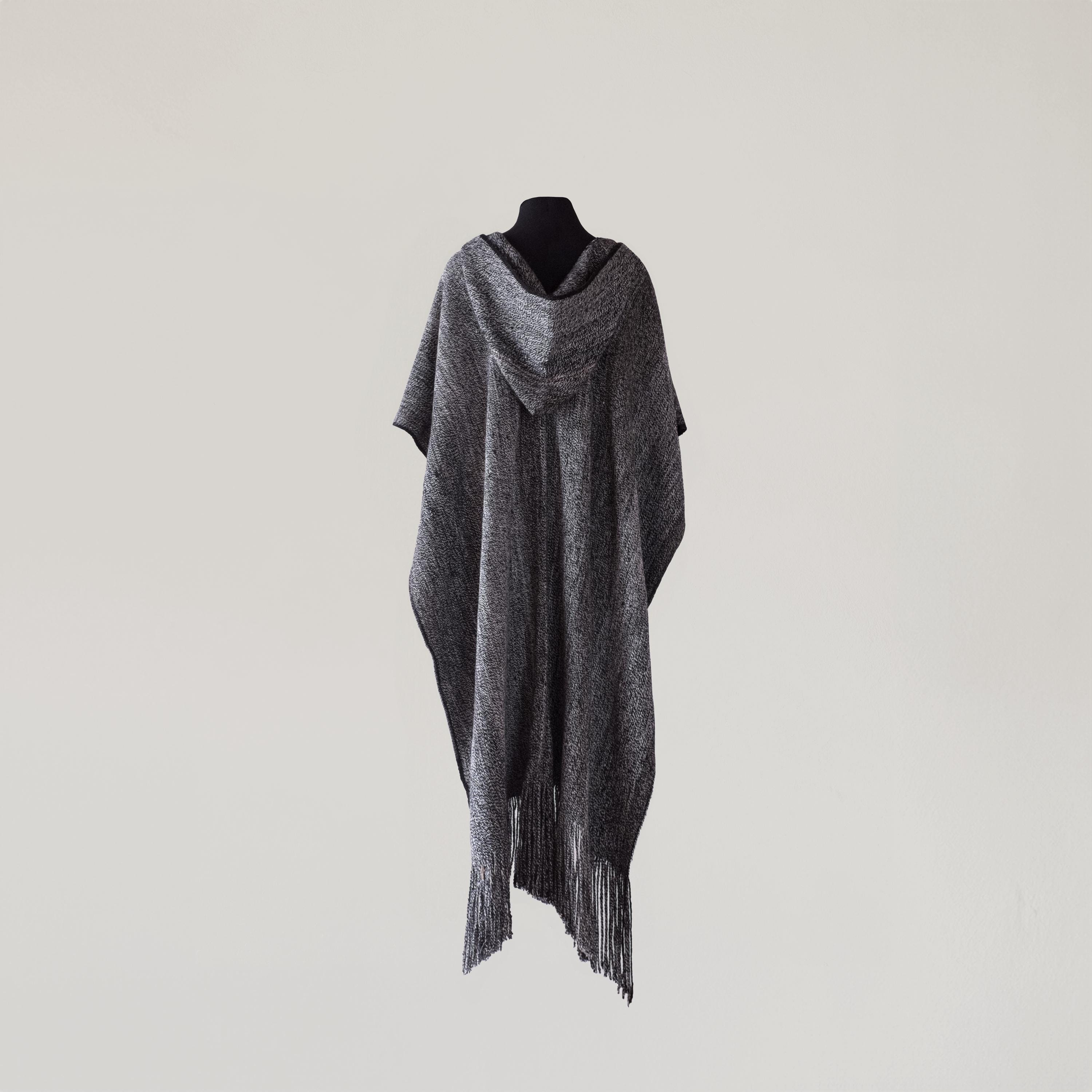 Rare Grey and Black Baby Alpaca Poncho, Handwoven 100% Baby Alpaca ...