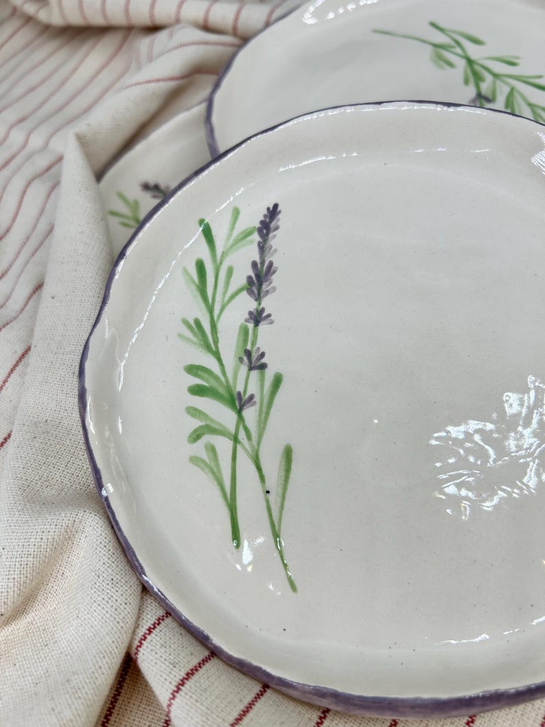 Handmade Ceramic Dish – Lavender Design – Botanical Pottery – Rustic ...
