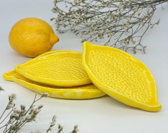 Handmade Ceramic Plate Lemon Plate for Home Décor Fruit Dinnerware ...