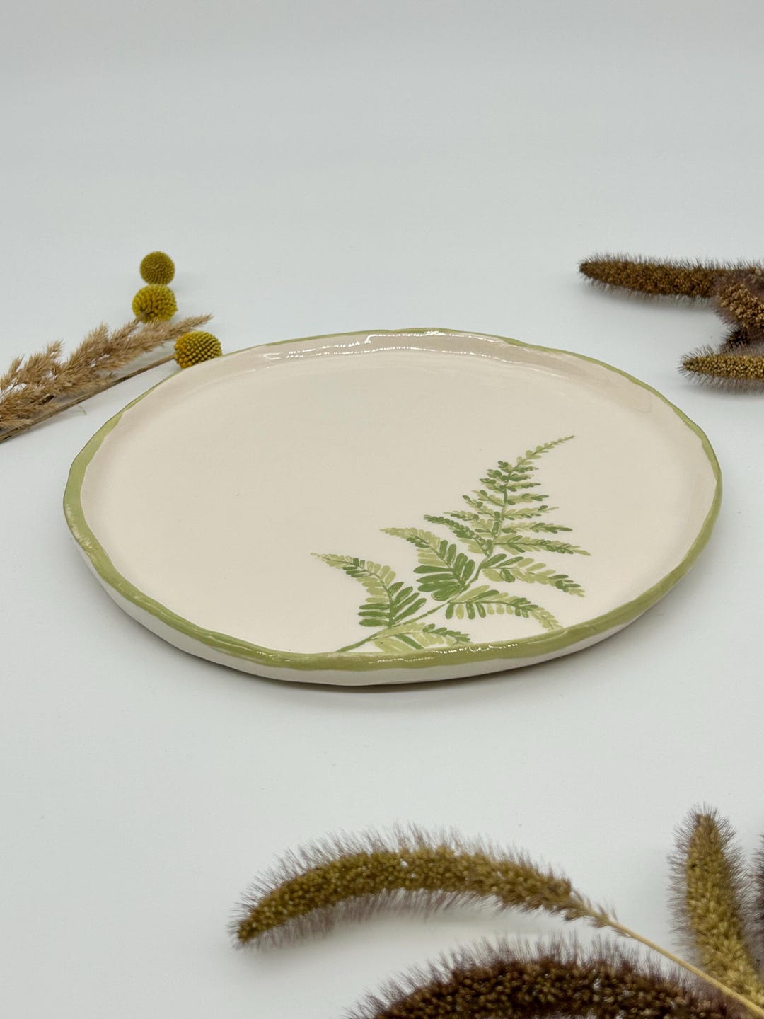 Handmade Ceramic Plate – Fern Leaf Design – Botanical Dinnerware ...