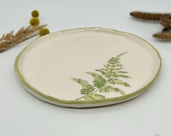 Handmade Ceramic Plate – Fern Leaf Design – Botanical Dinnerware ...