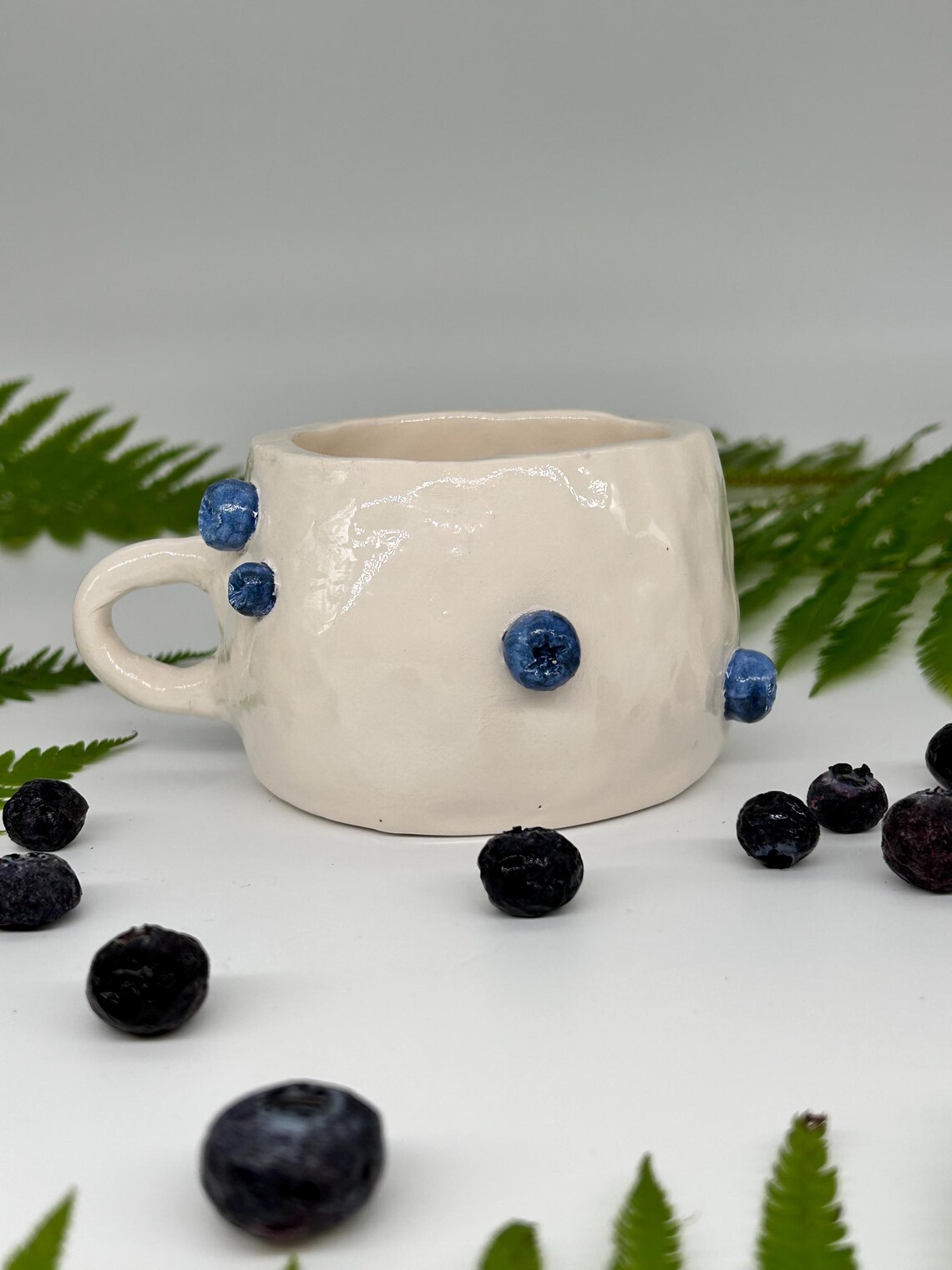 Handmade Ceramic Mug – Blueberry Design Coffee Cup – Rustic Pottery ...