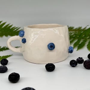 Handmade Ceramic Mug – Blueberry Design Coffee Cup – Rustic Pottery ...