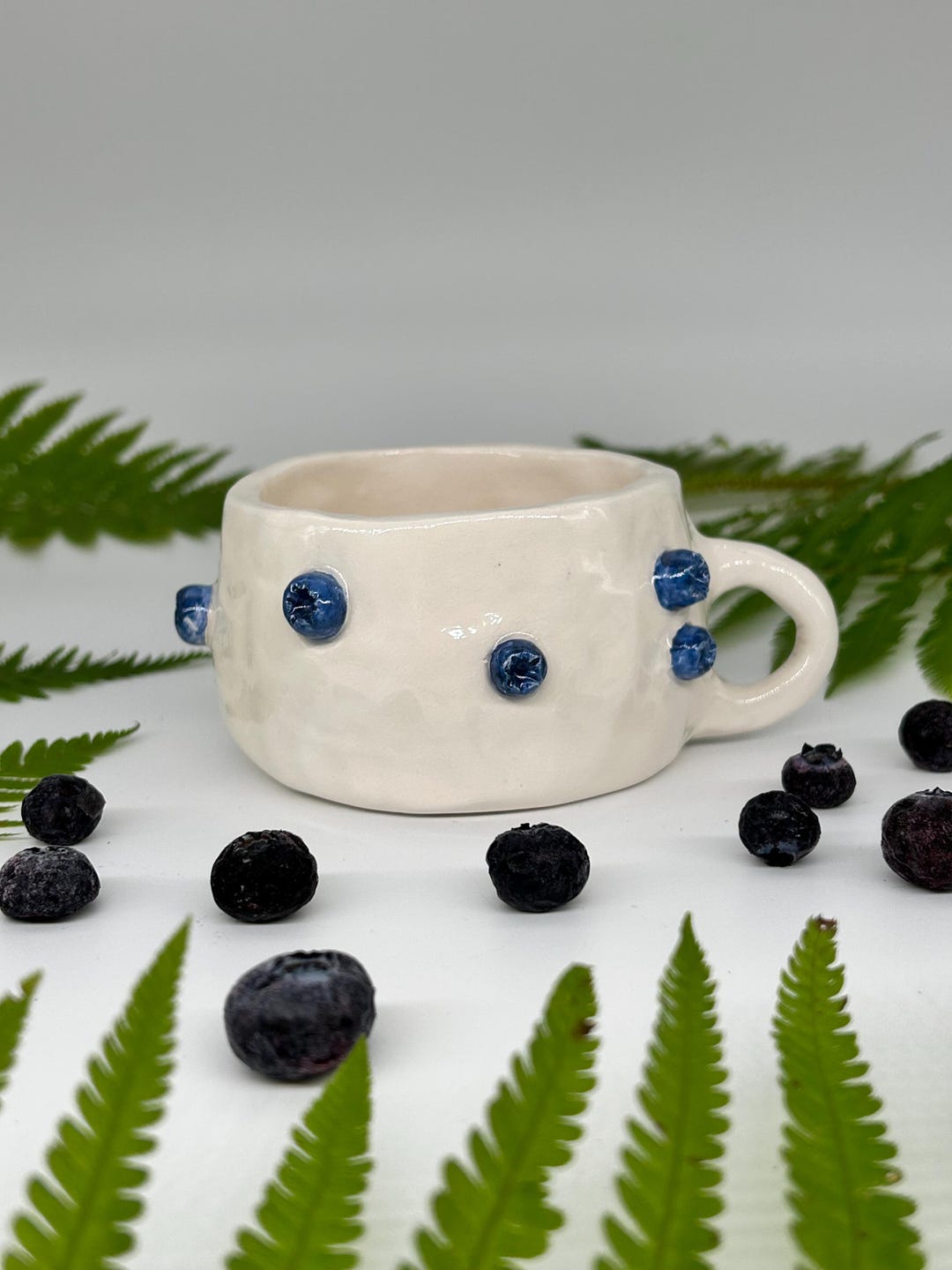 Handmade Ceramic Mug – Blueberry Design Coffee Cup – Rustic Pottery ...