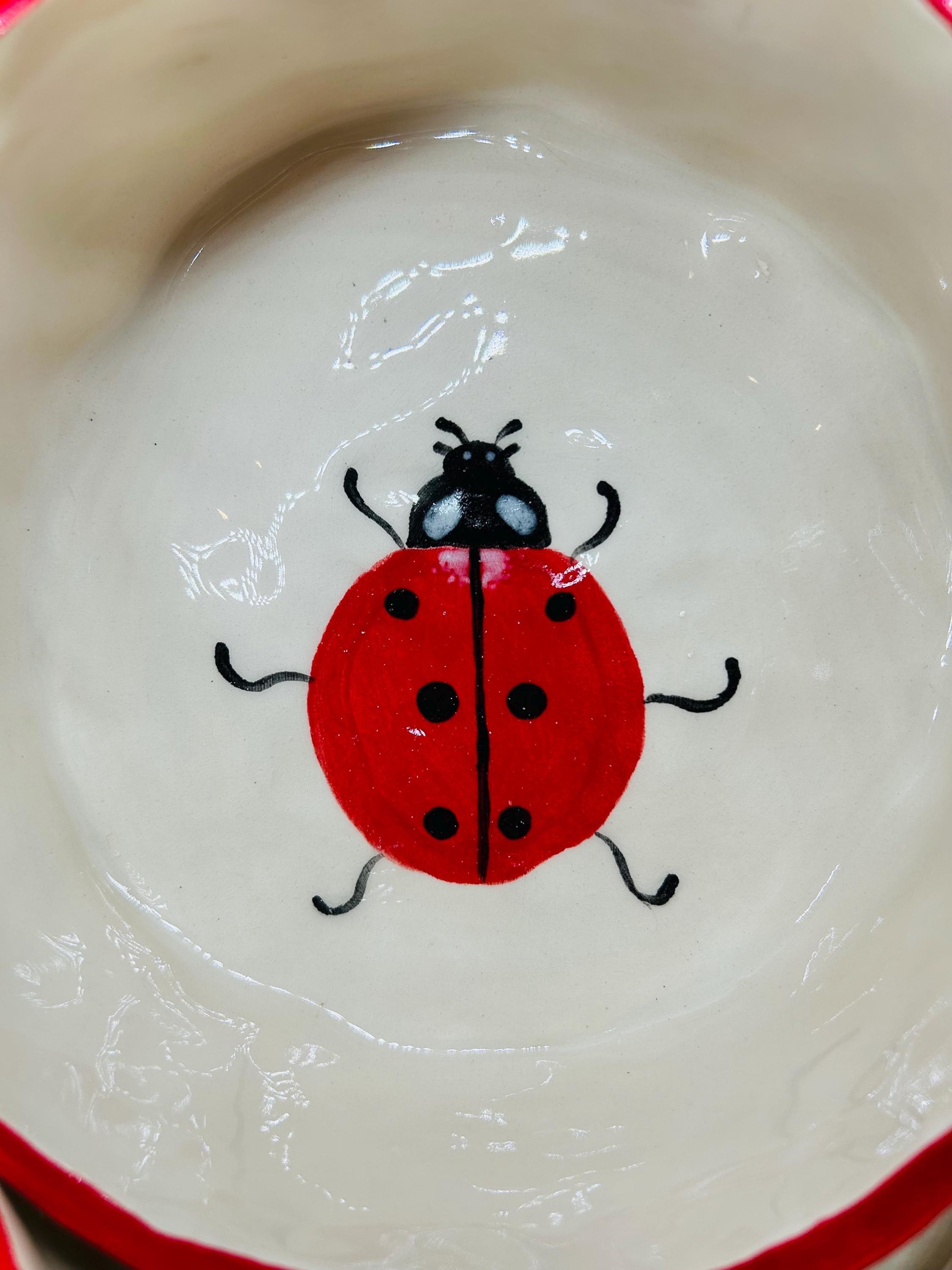 Handmade Ceramic Bowl: Ladybug Design, Whimsical Kitchen Pottery - Etsy