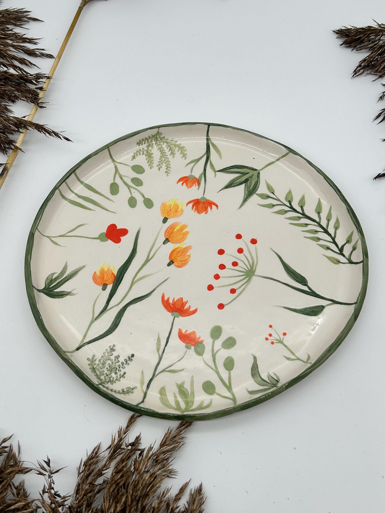 Handmade Ceramic Plate With Flowers - Etsy